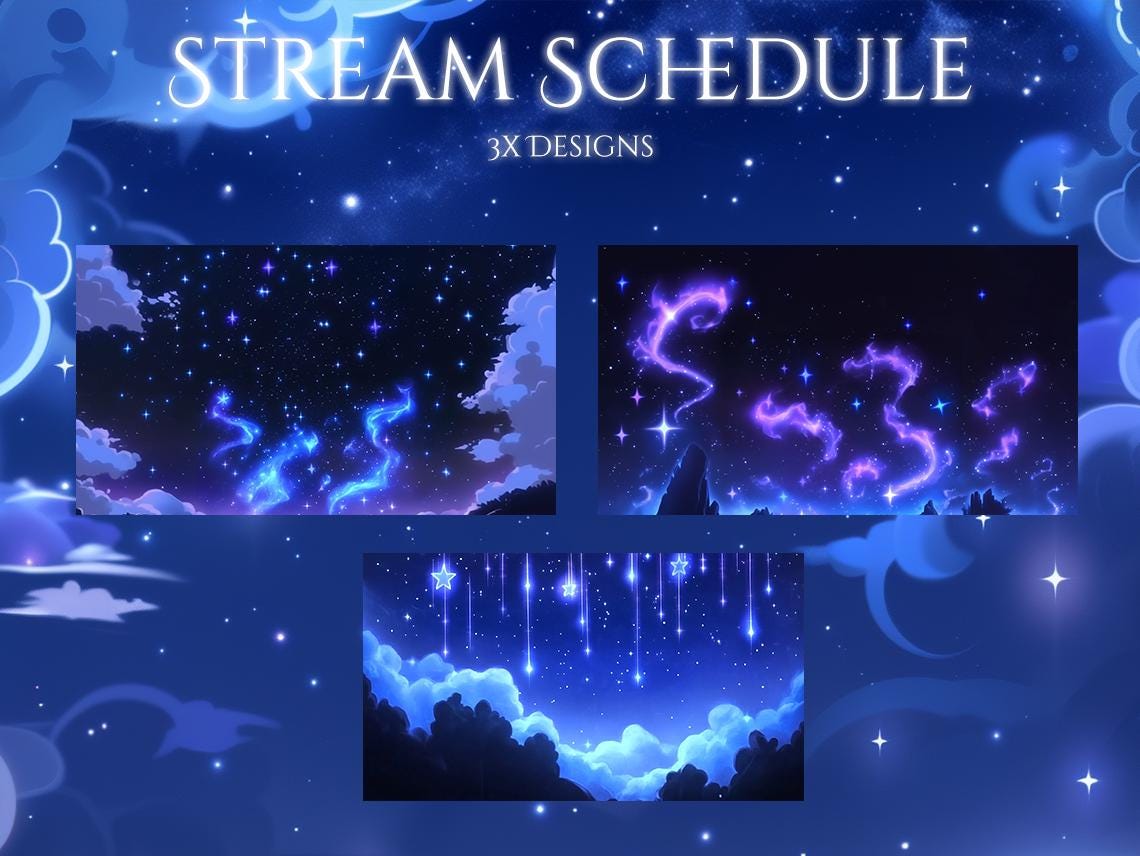 Cosmic Night Stream Schedule Template Canva Editable Twitch Weekly ...