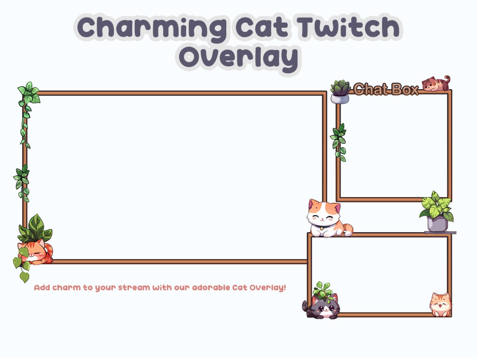 Cozy Cat Stream Package / Cat Overlay /panels / Pastel / Cute / Overlay ...