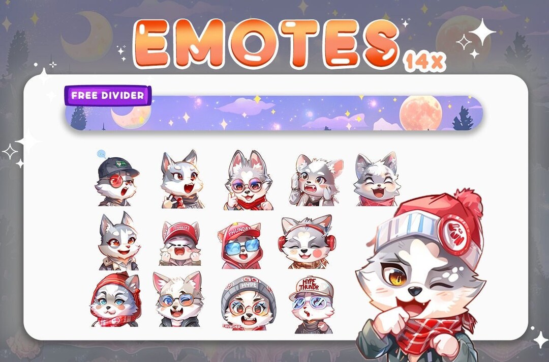 HD Wolf Emotes X 14 Free Banner for Twitch & Discord Emote and Whatsapp ...