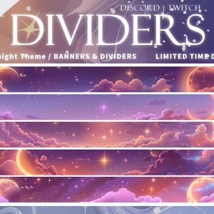 Night Sky Dividers for Discord Twitch | Fantasy Stars Moon Banners ...