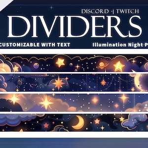 Night Sky Dividers for Discord Twitch | Fantasy Stars Moon Banners ...