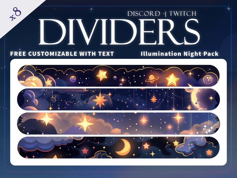 Night Sky Dividers for Discord Twitch | Fantasy Stars Moon Banners ...