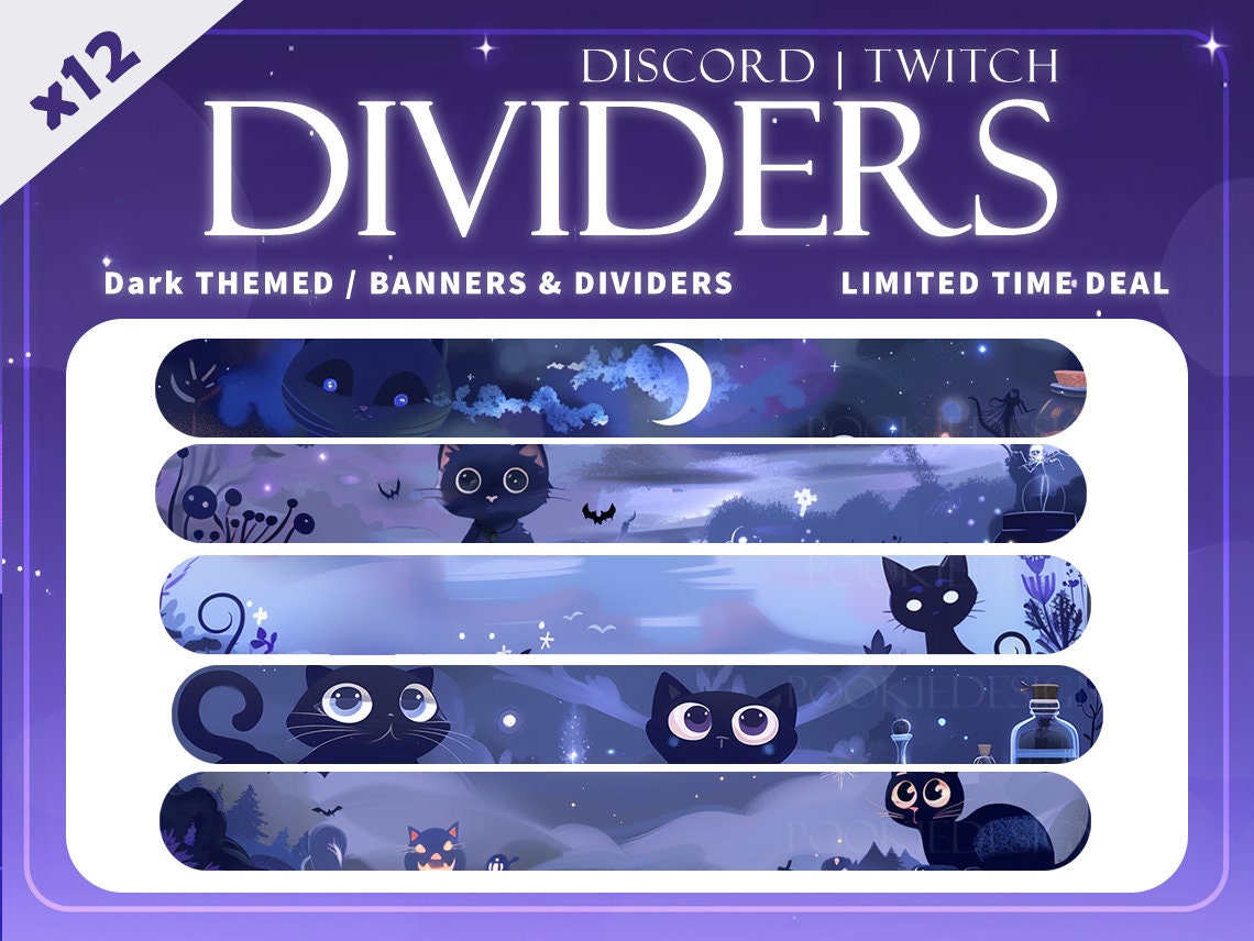 Dividers for Discord Dividers Aesthetic Cute Discord Graphics INSTANT DOWNLOAD Dark Banners ...