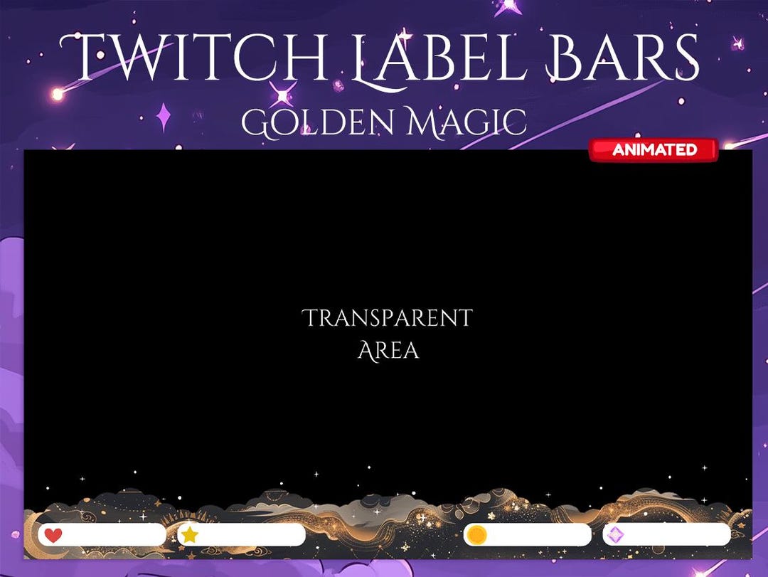 Starry Stream Label Bar / Moon Overlay for Twitch / Celestial / Golden ...