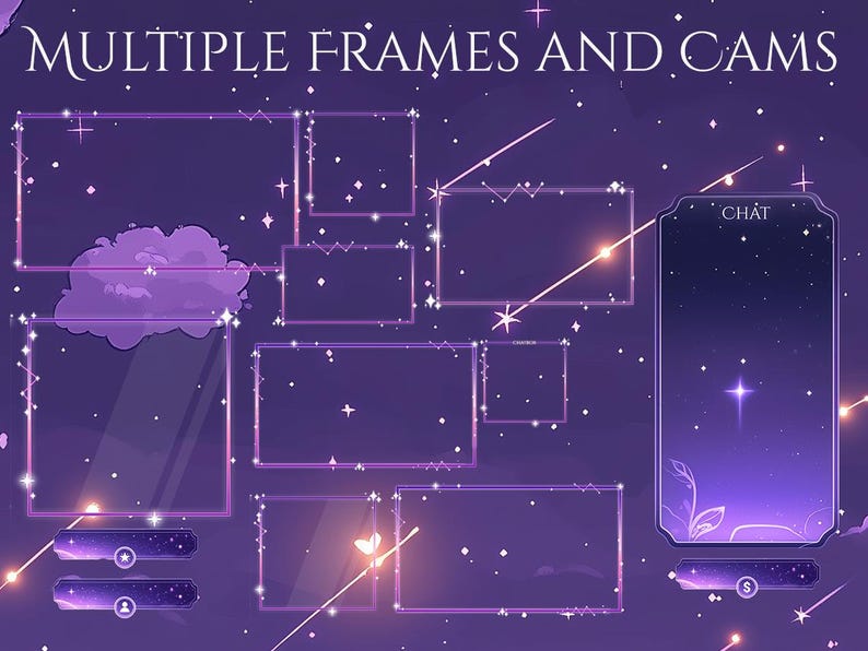 Magical Night Twitch Frames, Twitch Background | Overlay Stream Package ...
