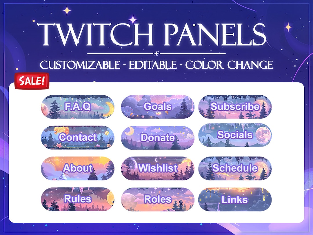 Fantasy Dreamy Custom Twitch Panels & Discord Banners Set | INSTANT ...