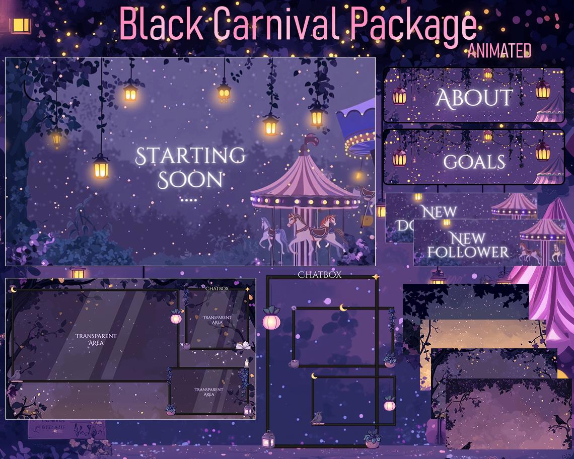 Black Carnival Stream Package / Moon / Purple / Carousel / Overlay ...