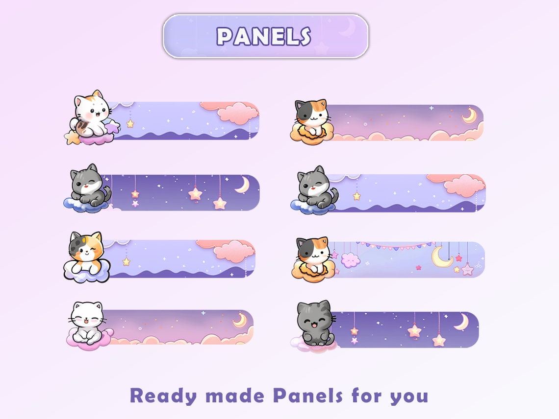 Bundle Cat Stream Overlay Set for Twitch, Youtube Cat Overlay Stream ...