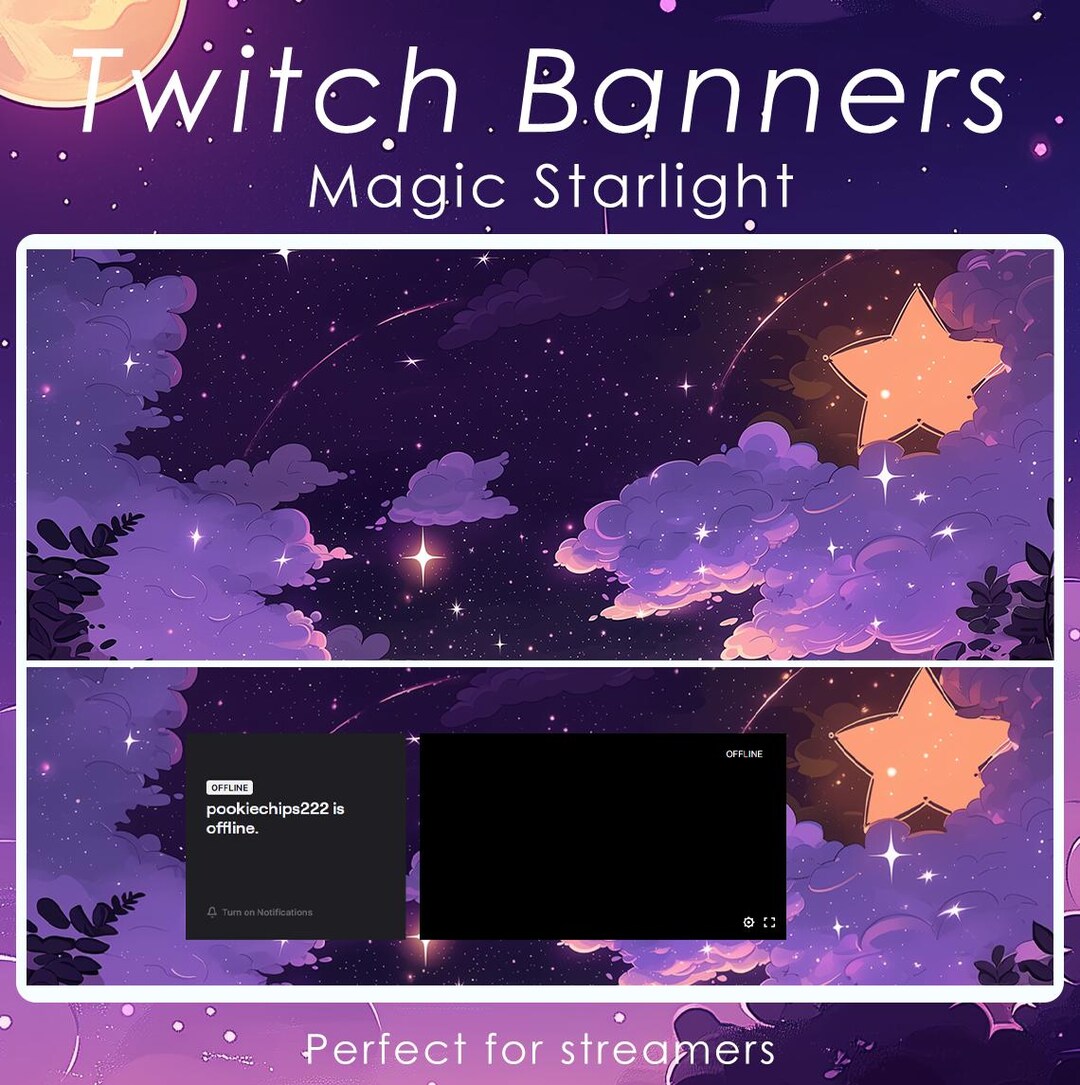 Magic Star Twitch Banner | Discord | Youtube | Dark Night | Magical ...