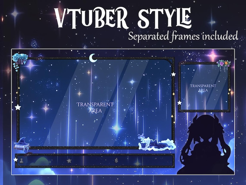 Cosmic Witch Stream Package / Moon / Crow / Purple / Books / Overlay ...