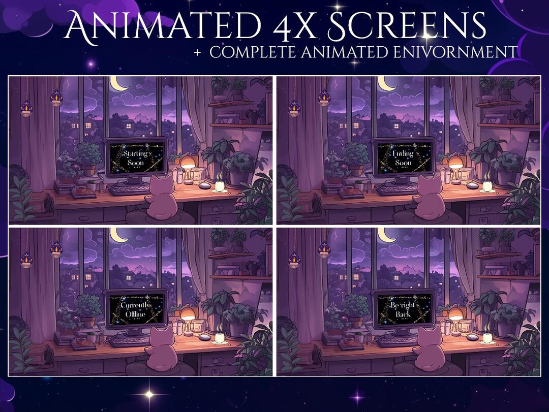 Magical Night Twitch Screen, Twitch Screen | Animated Alerts | Vtuber ...