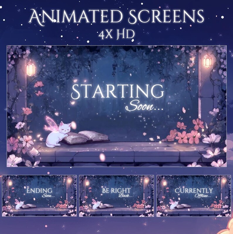 Cat Fairy Twitch Pack / Moon / Spring / Pastel / Overlay / Books ...