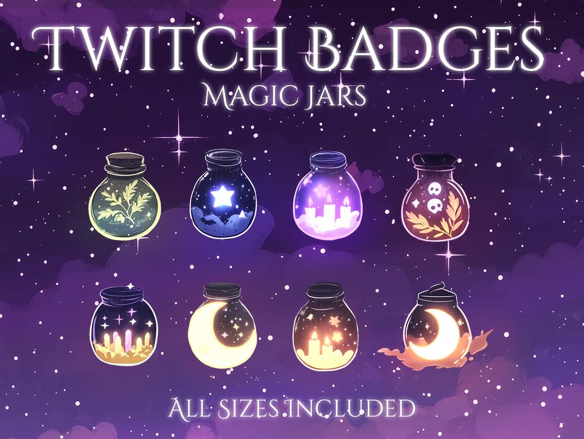 Magic Potion Jar Badges Kawaii Halloween Badges | Witchy Stream Badges ...