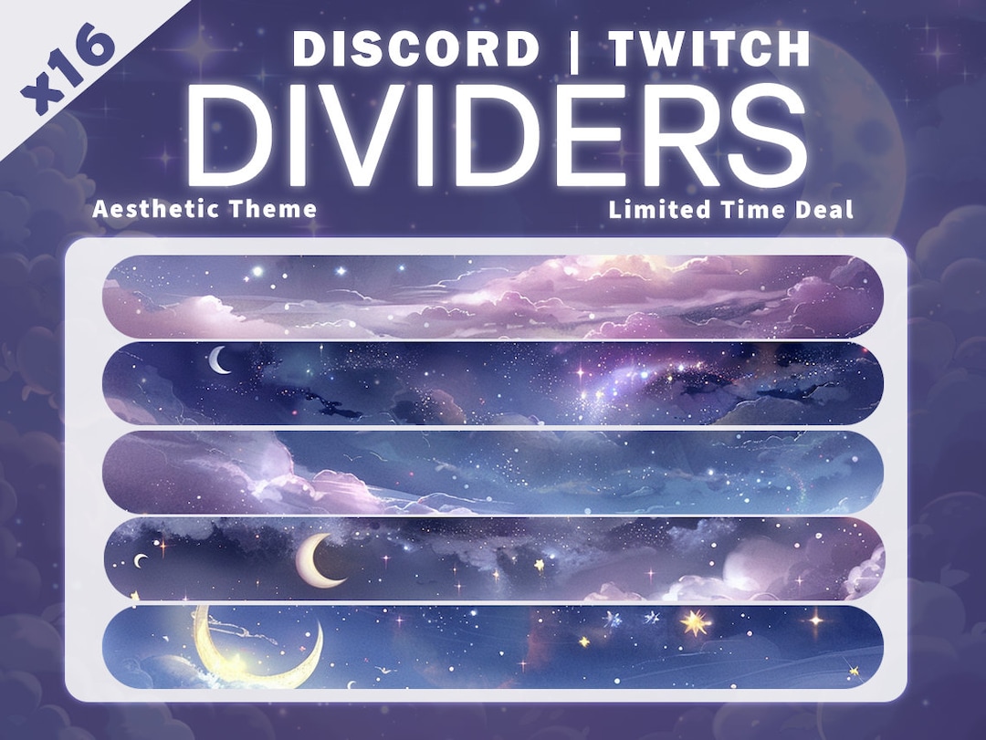 Discord Dividers Banners Moon Star Purple Celestial Night Twitch Panel ...