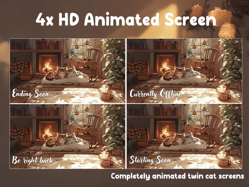 Cat Twitch Screens | Night | Cute Screens | Animated | Purple | Bedroom ...