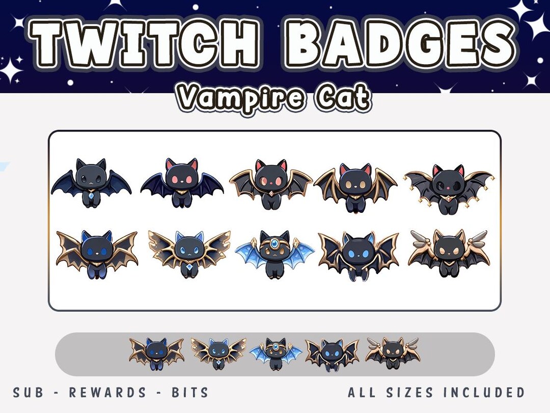 Vampire Cats Twitch Badges | Bit Badges | Icons | Vampire | Cute | Sub ...