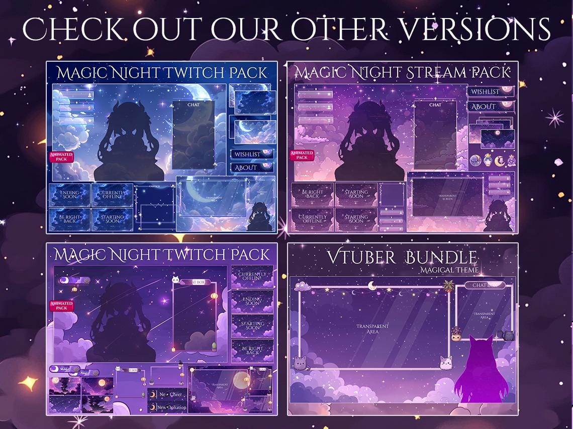 Magical Night Twitch Frames, Twitch Background | Overlay Stream Package ...