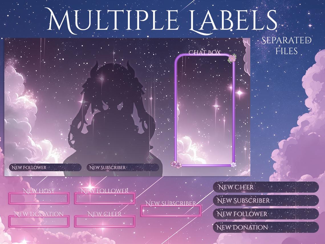 Pastel Twitch Overlay, Twitch Screen | Animated Overlay Stream Package ...