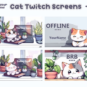 Cozy Cat Stream Package / Cat Overlay /panels / Pastel / Cute / Overlay ...