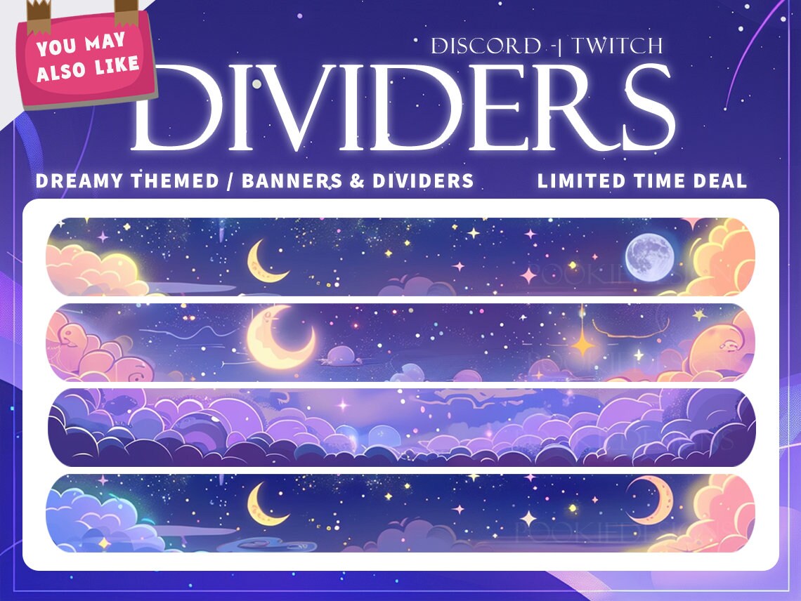Night Sky Dividers for Discord Twitch Fantasy Stars Moon Banners Twitch ...