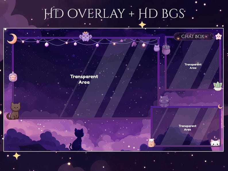 Magical Night Twitch Overlay, Twitch Screen | Animated Overlay Stream ...