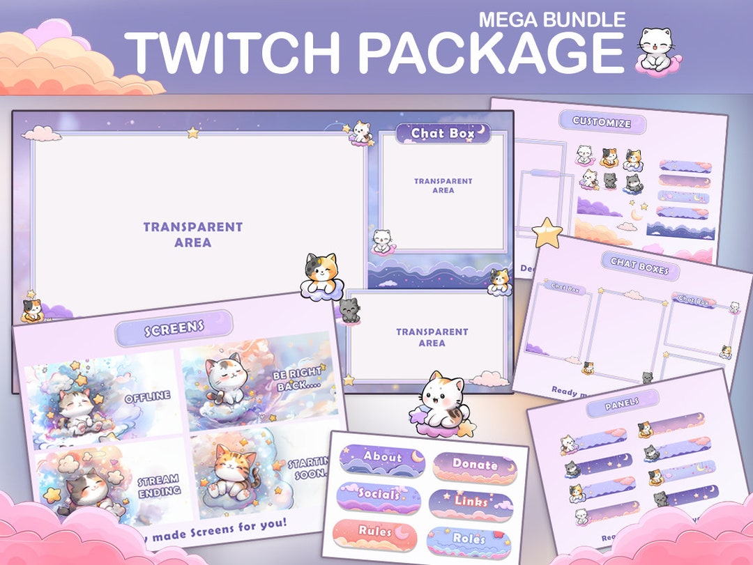 Bundle Cat Stream Overlay for Twitch, Youtube Cat Overlay Stream ...