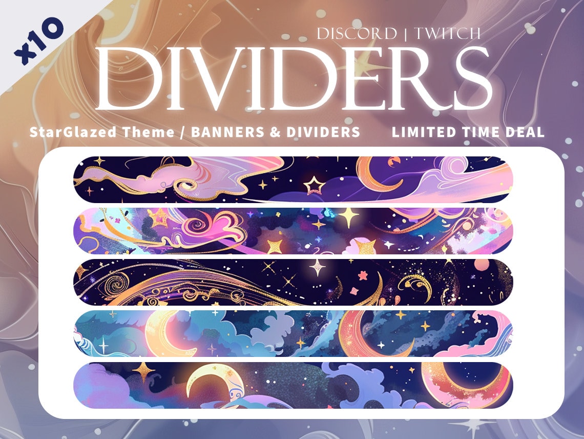 Discord Dividers Banners Moon Star Purple Celestial Night Twitch Panel ...