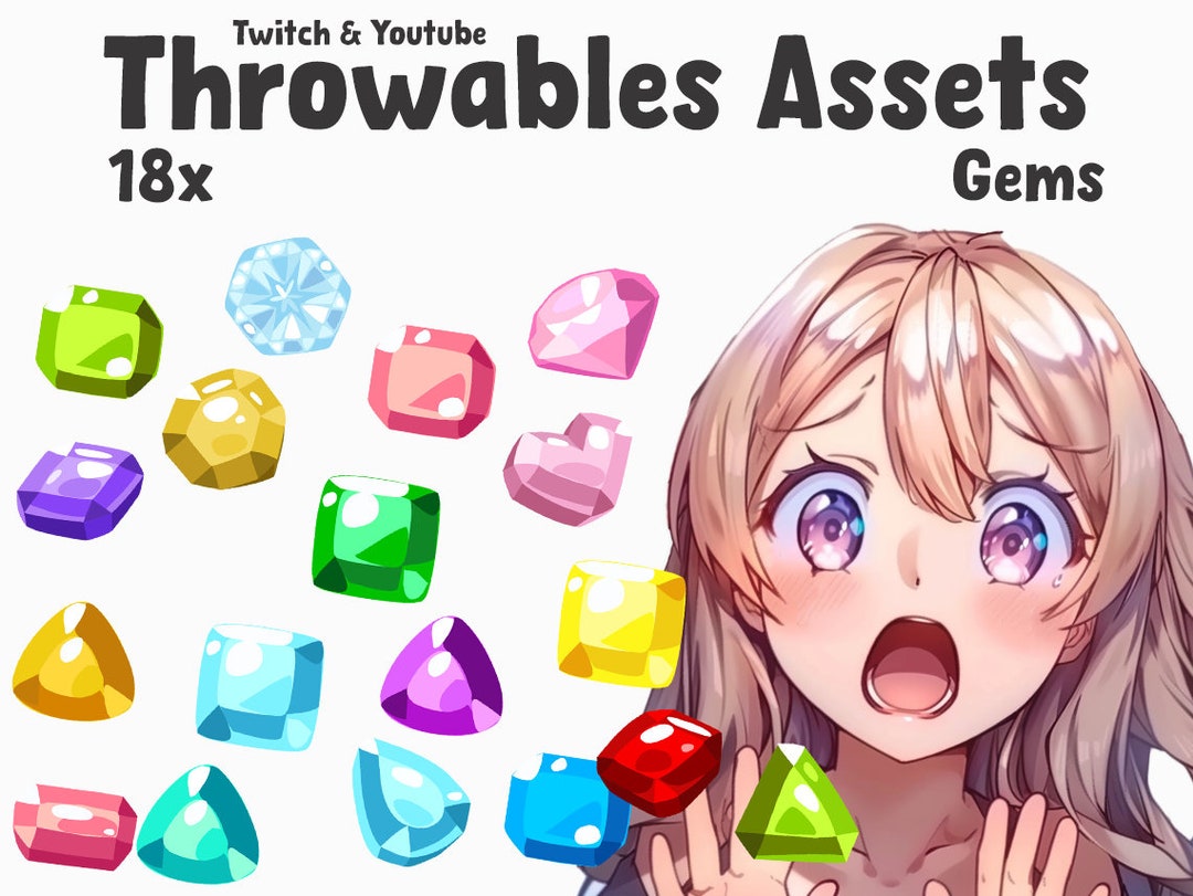 Throwable Cute Gems | Transparent | Kawaii | 2D Digital Assets | Digital Download | Stream ...
