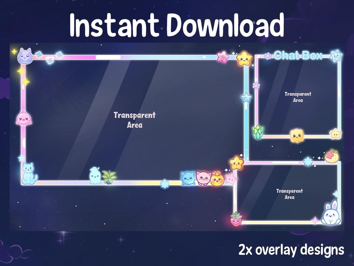 Cat Twitch Overlay, Twitch Screen | Animated Overlay Stream Package ...