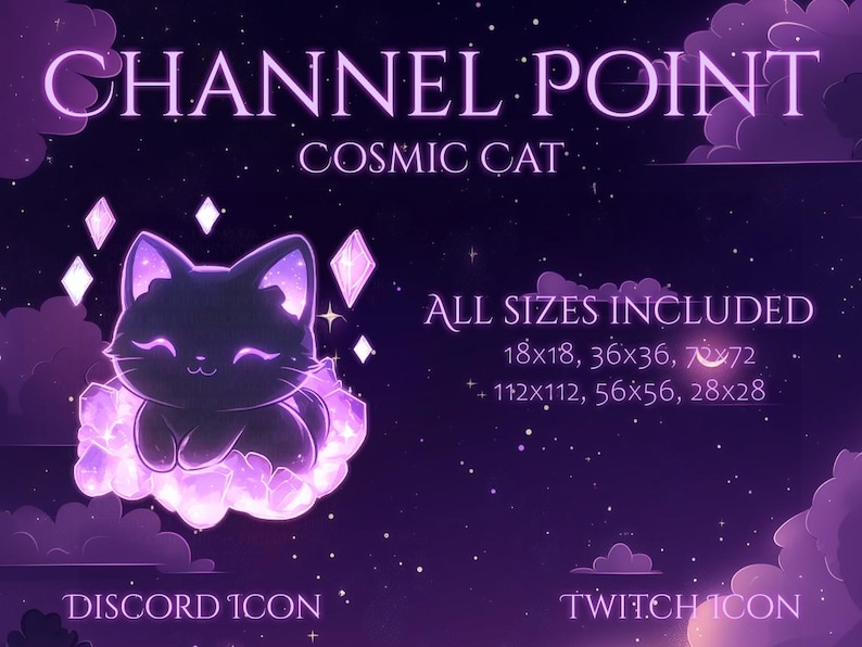 Cosmic Cat Channel Point | Galaxy | Moon | Stars | Crystal | Magical ...