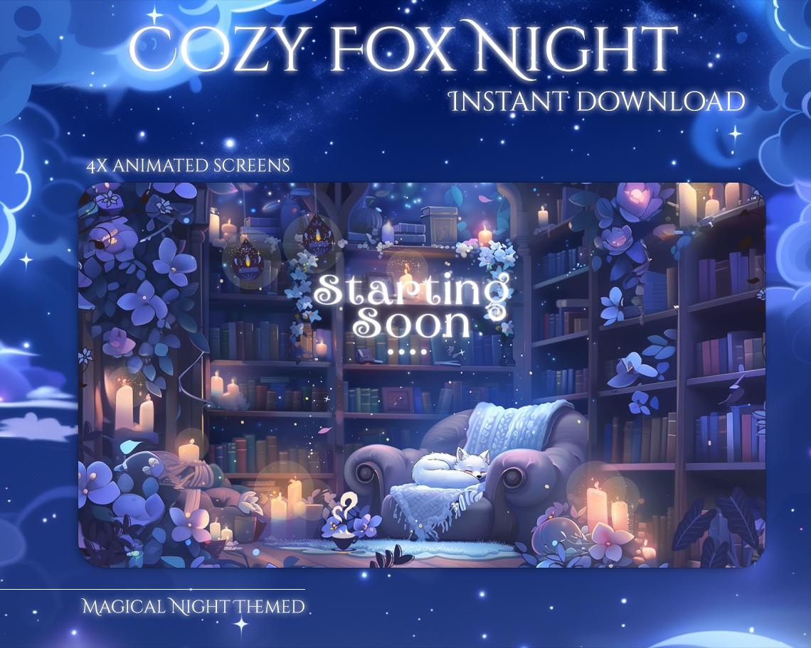 Cozy Fox Starry Night Twitch Overlay, Glow Sky, Celestial Animation ...