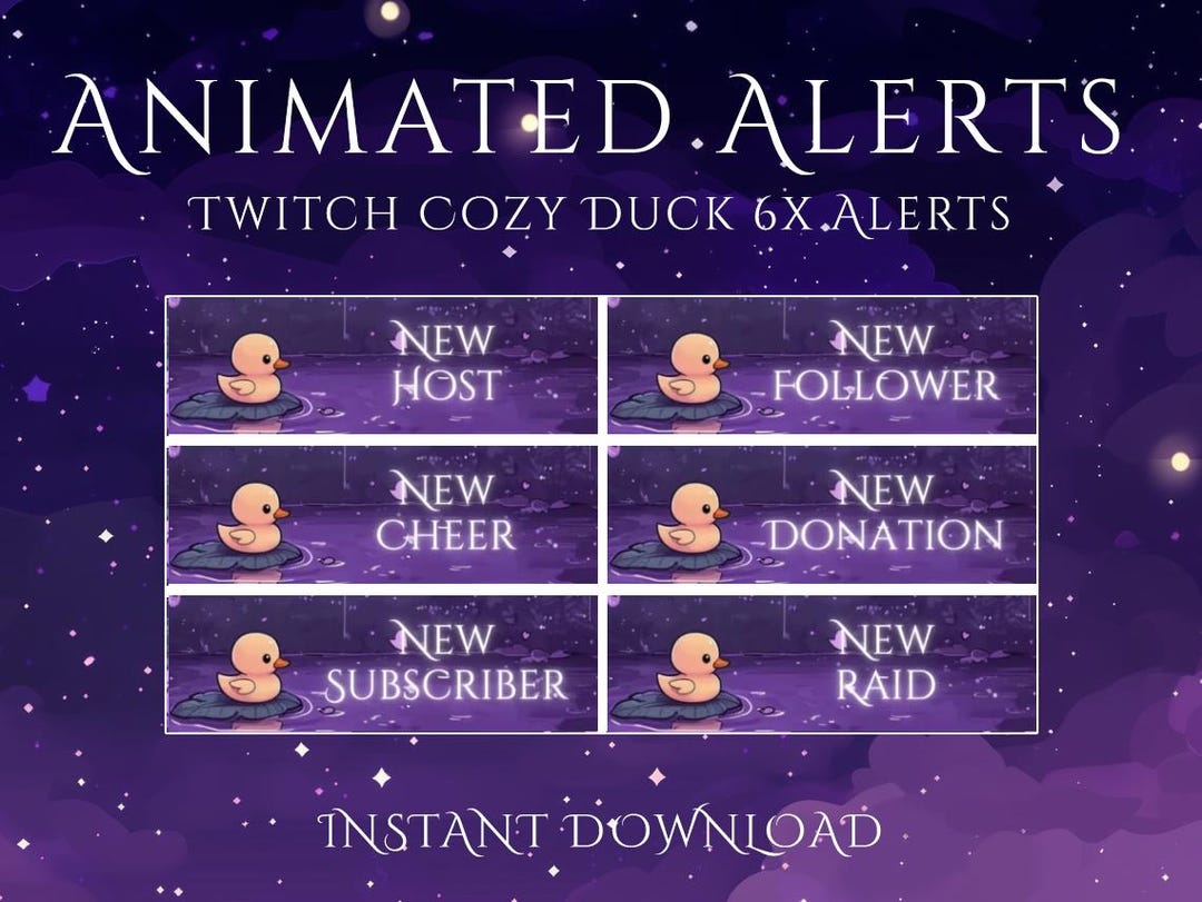 Cozy Duck Alerts | Stream Alerts | Twitch | Pop up | Yellow | Cute ...
