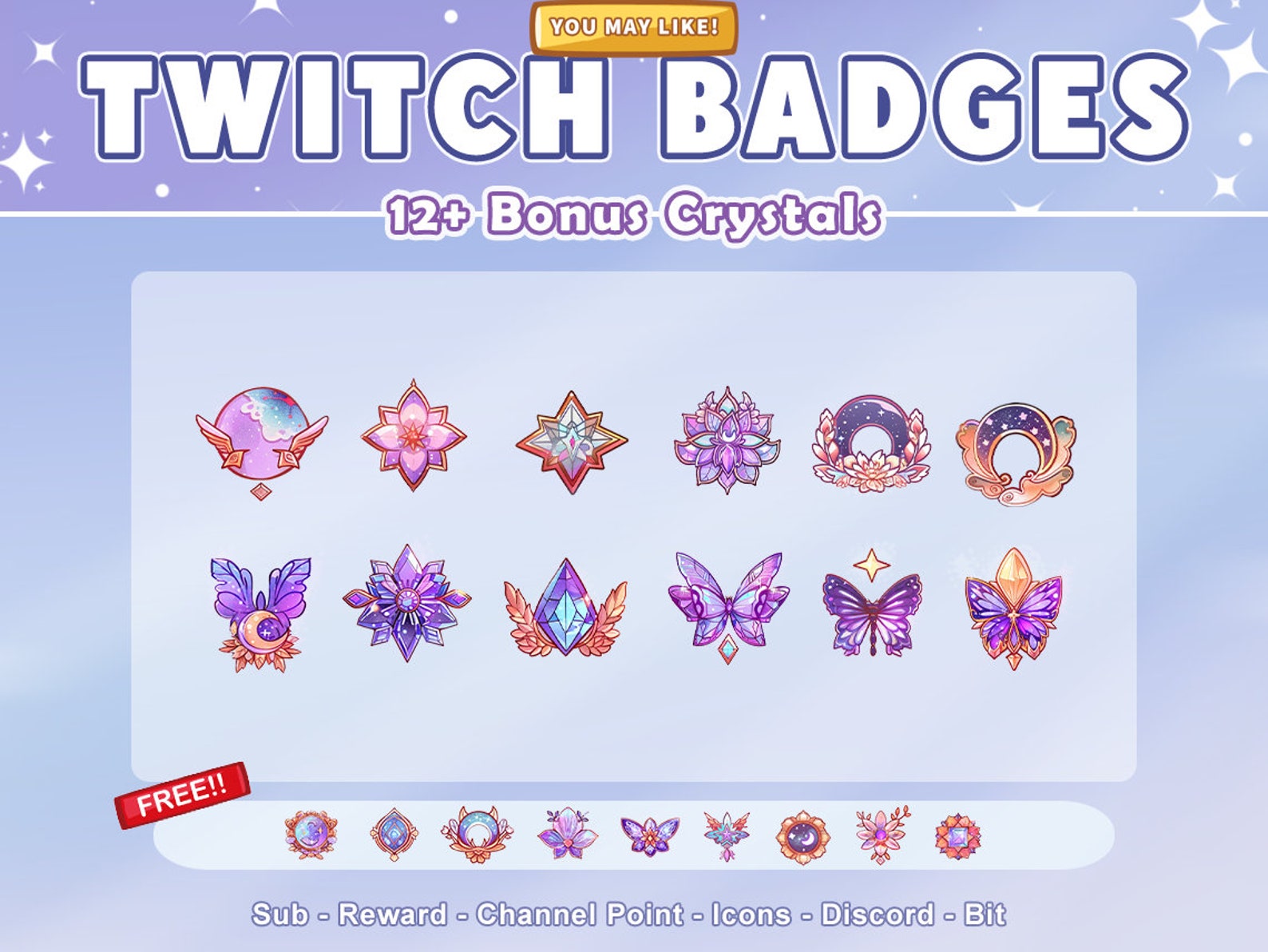 Cat Twitch Badge Crystal Twitch Badge Crescent Twitch Badge Discord ...