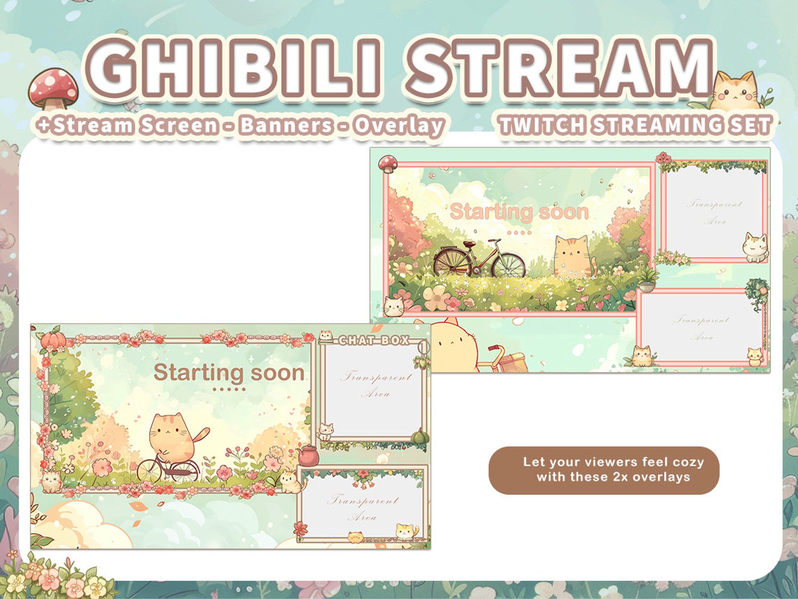 Ghibli Stream Set | Cozy Cat | Twitch Panel | Twitch Screens ...