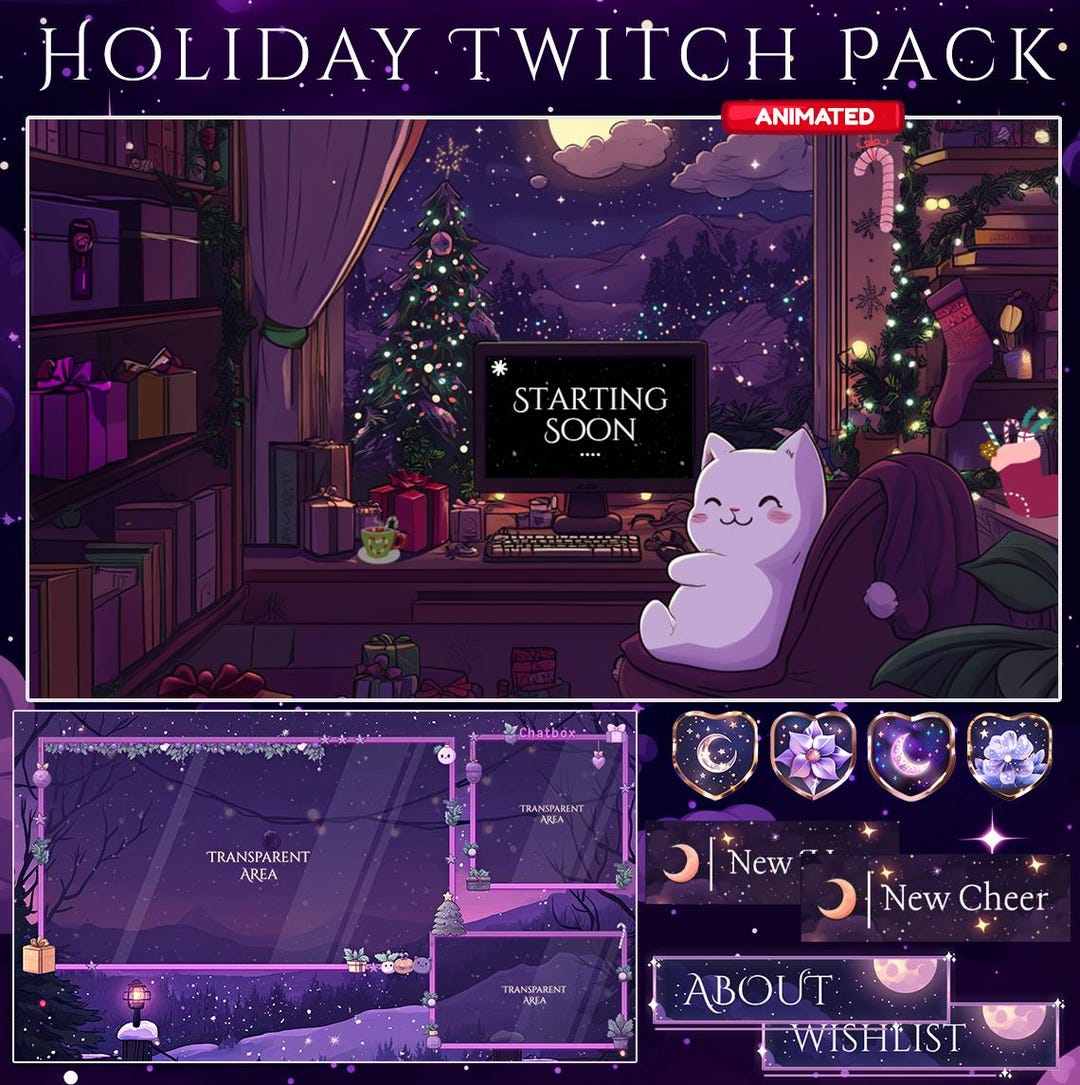 Cat Streaming Twitch Overlay, Twitch Screen | Animated Overlay Stream ...