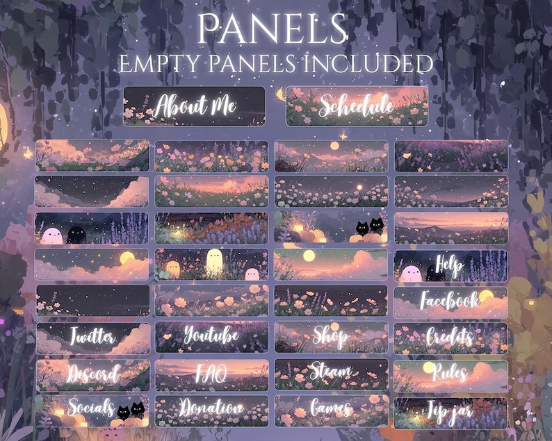 Cozy Ghosts Stream Package / Moon / Night / Dark / Cute / Overlay ...
