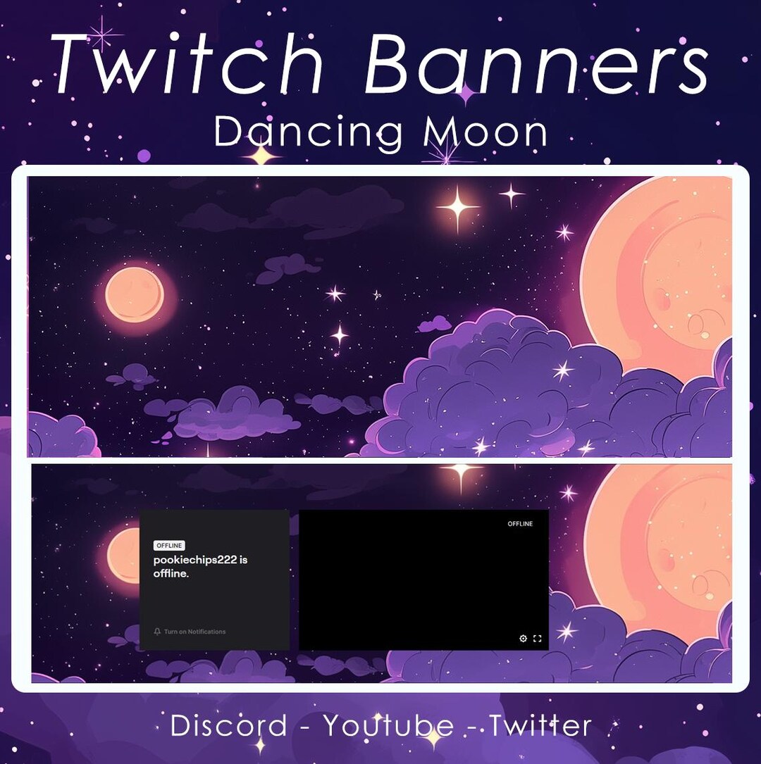 Moon Night Twitch Banner | Twitter | Discord | Youtube | Crescent ...