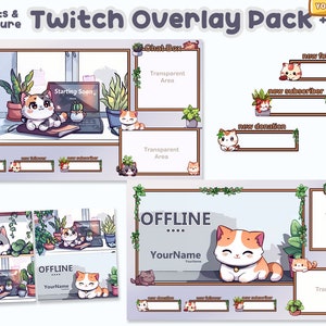 Bundle Cat Stream Overlay Set for Twitch, Youtube | Cat Overlay Stream ...