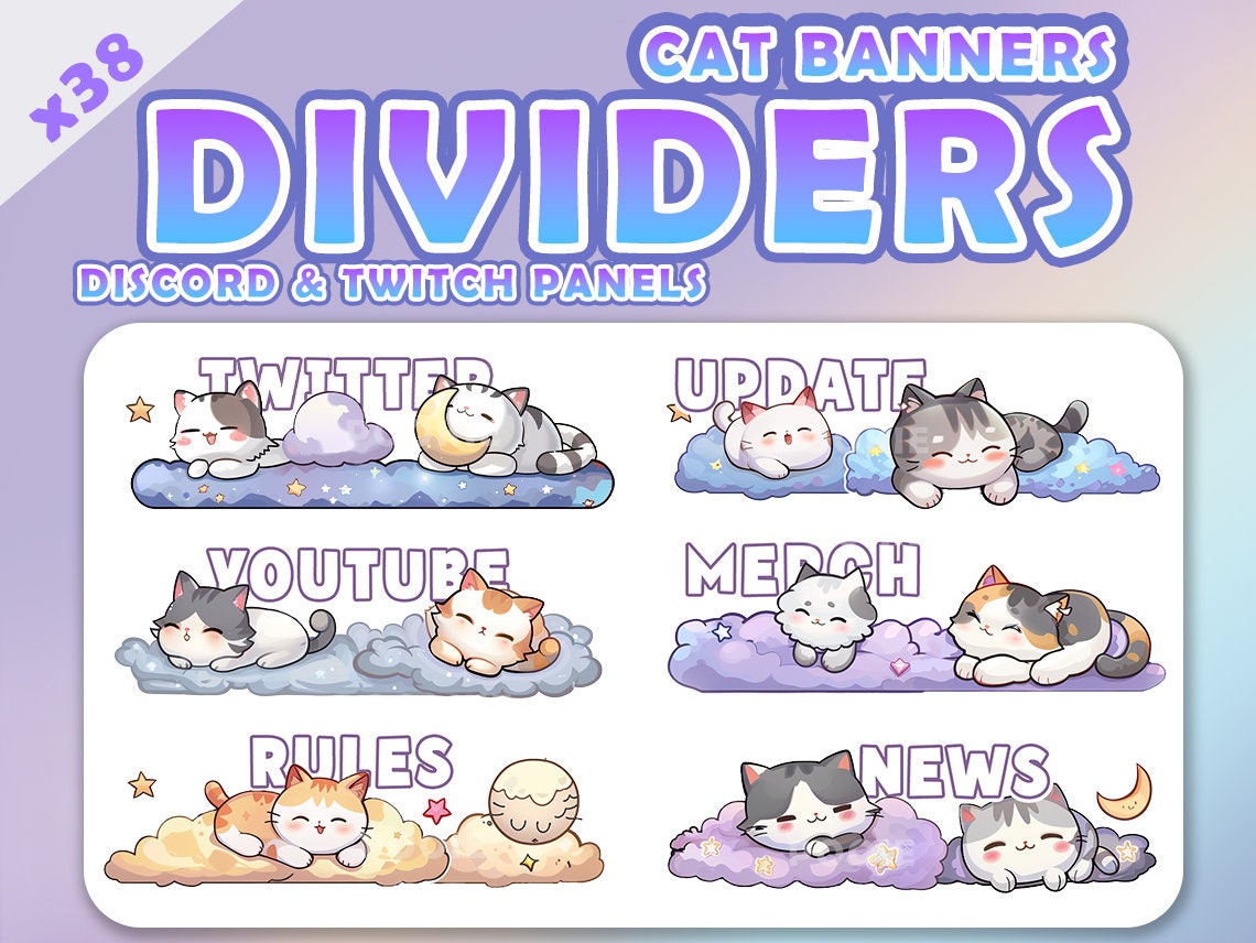 Cat Twitch Panels & Discord Dividers | Cute Twitch Banners Cat Discord ...