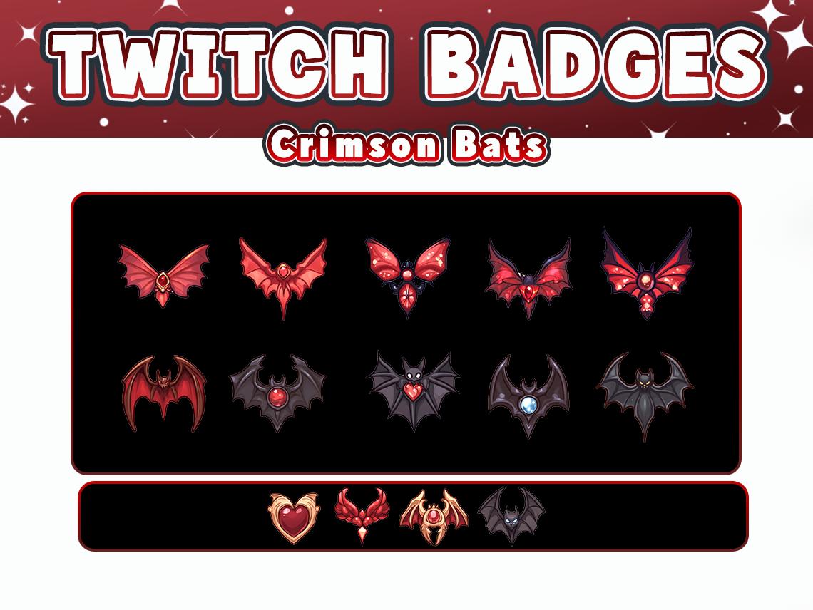 Crimson Bat Twitch Badges | Bit Badges | Icons | Vampire | Cute | Sub ...