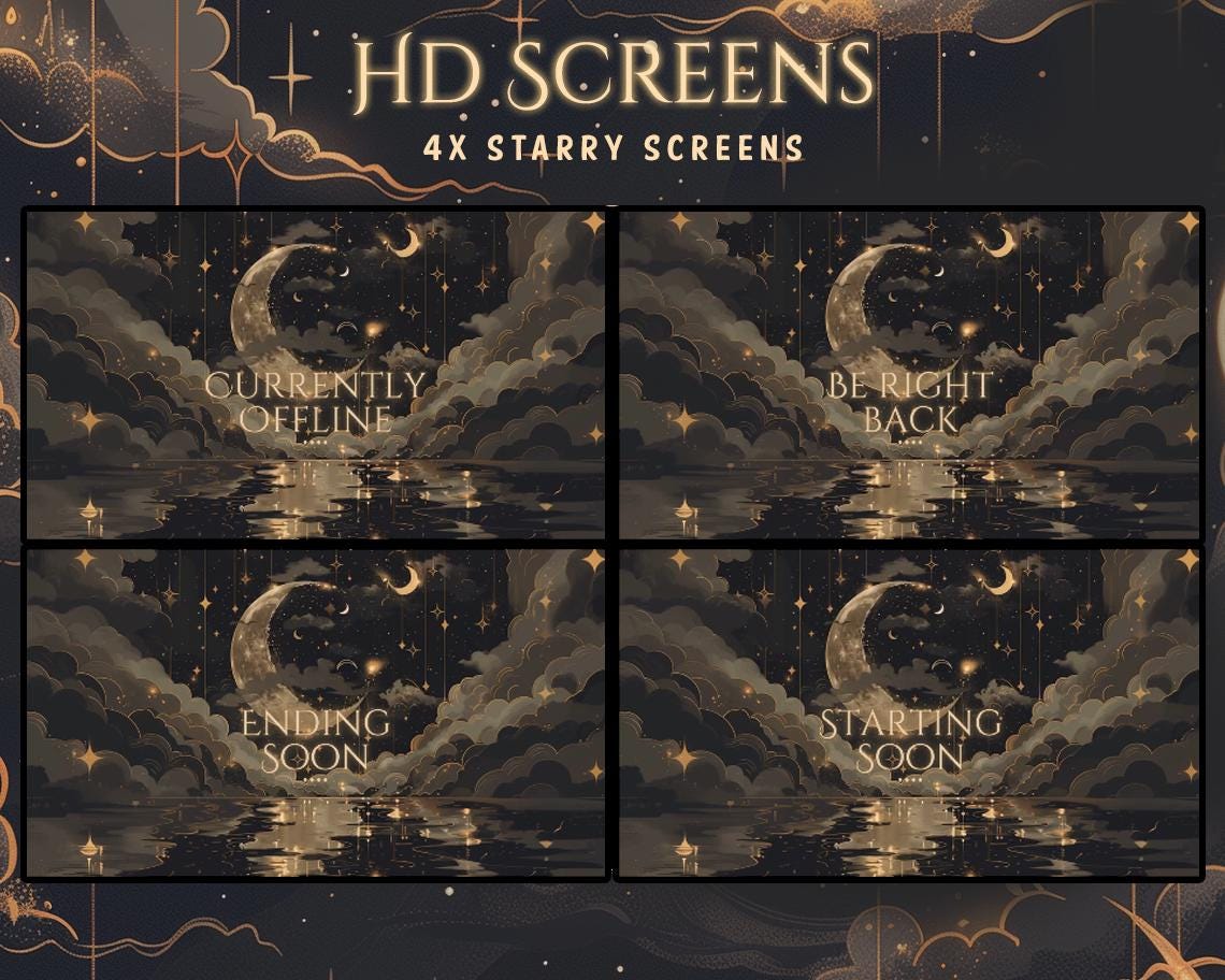 Crescent Moon Twitch Overlay, Twitch Screen | Animated Overlay Stream ...
