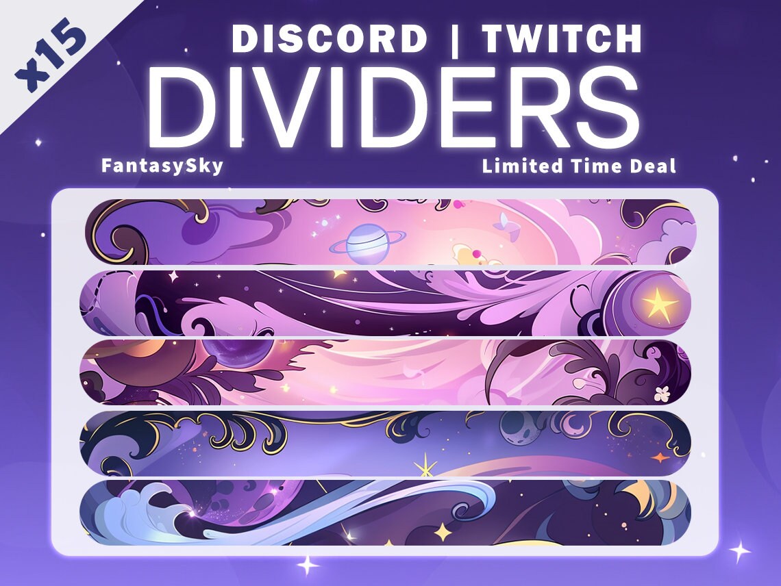 Night Sky Dividers for Discord Twitch Fantasy Stars Moon Banners ...