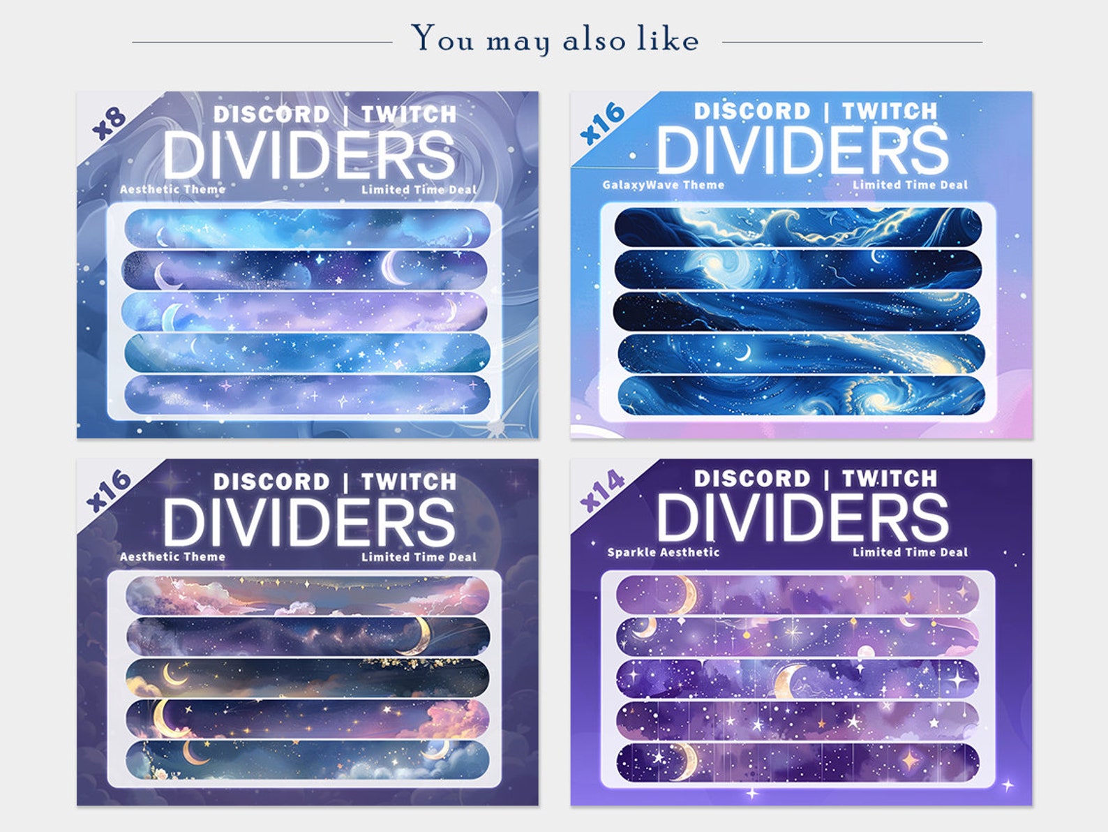 Magic Night Dividers for Discord Twitch | Fantasy Stars Moon Banners ...