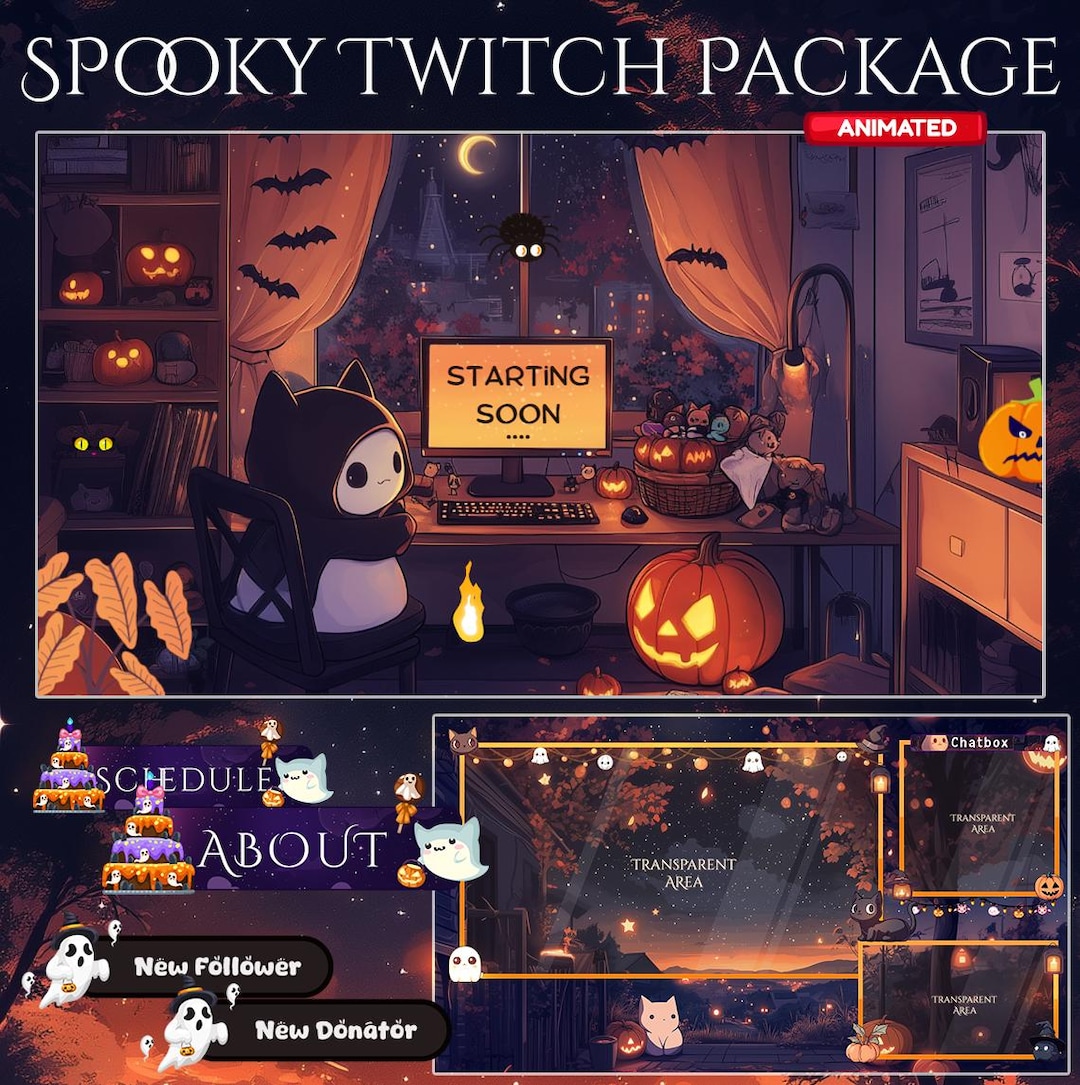 Twitch Overlay Halloween Pack, Twitch Screen | Animated Overlay Stream ...