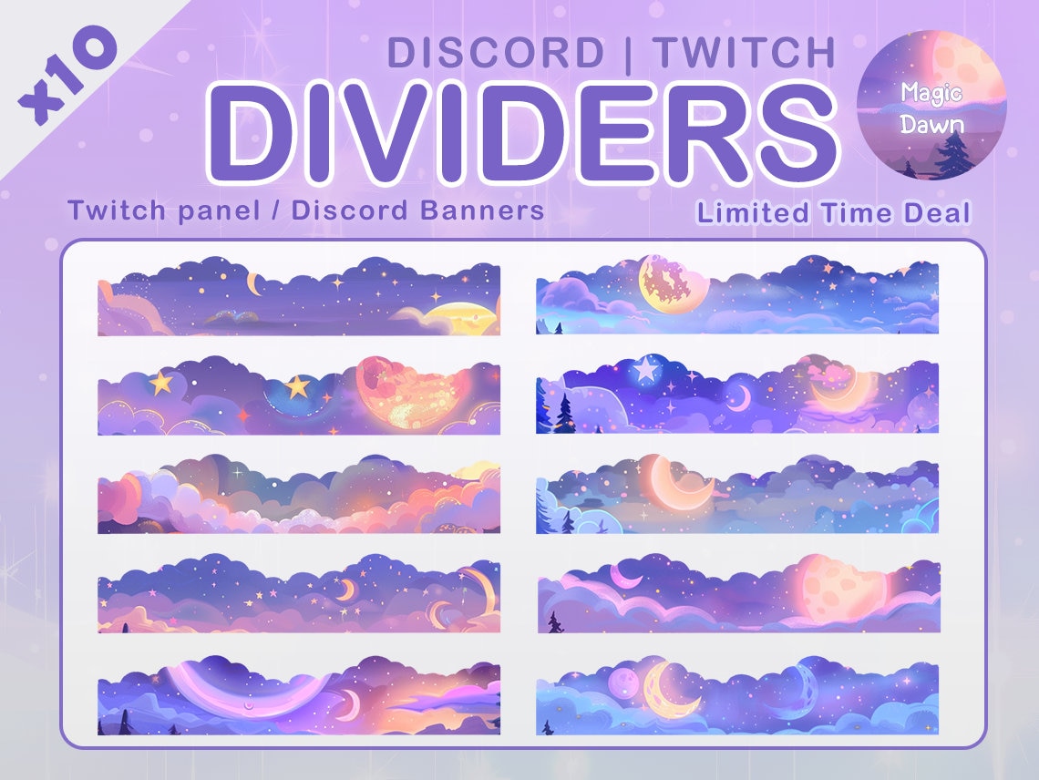 Discord Dividers Banners Moon Star Purple Celestial Night Twitch Panel ...