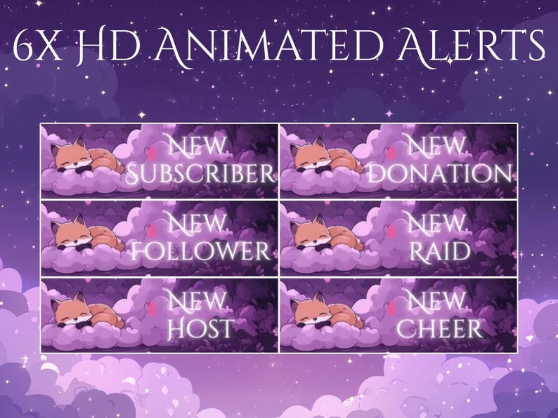 Fox Magic Night Twitch Overlay, Twitch Screen | Animated Overlay Stream Package, Fox Twitch ...