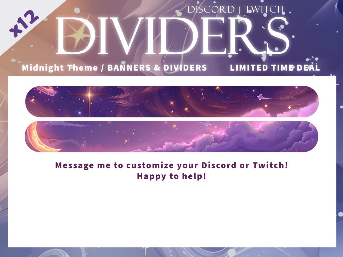 Night Sky Dividers for Discord Twitch | Fantasy Stars Moon Banners ...
