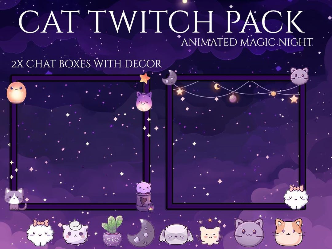 Magical Night Frames, Twitch Overlays | Animated Overlay Stream Package ...
