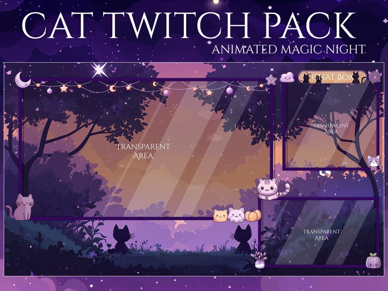 Magical Night Frames, Twitch Overlays | Animated Overlay Stream Package ...