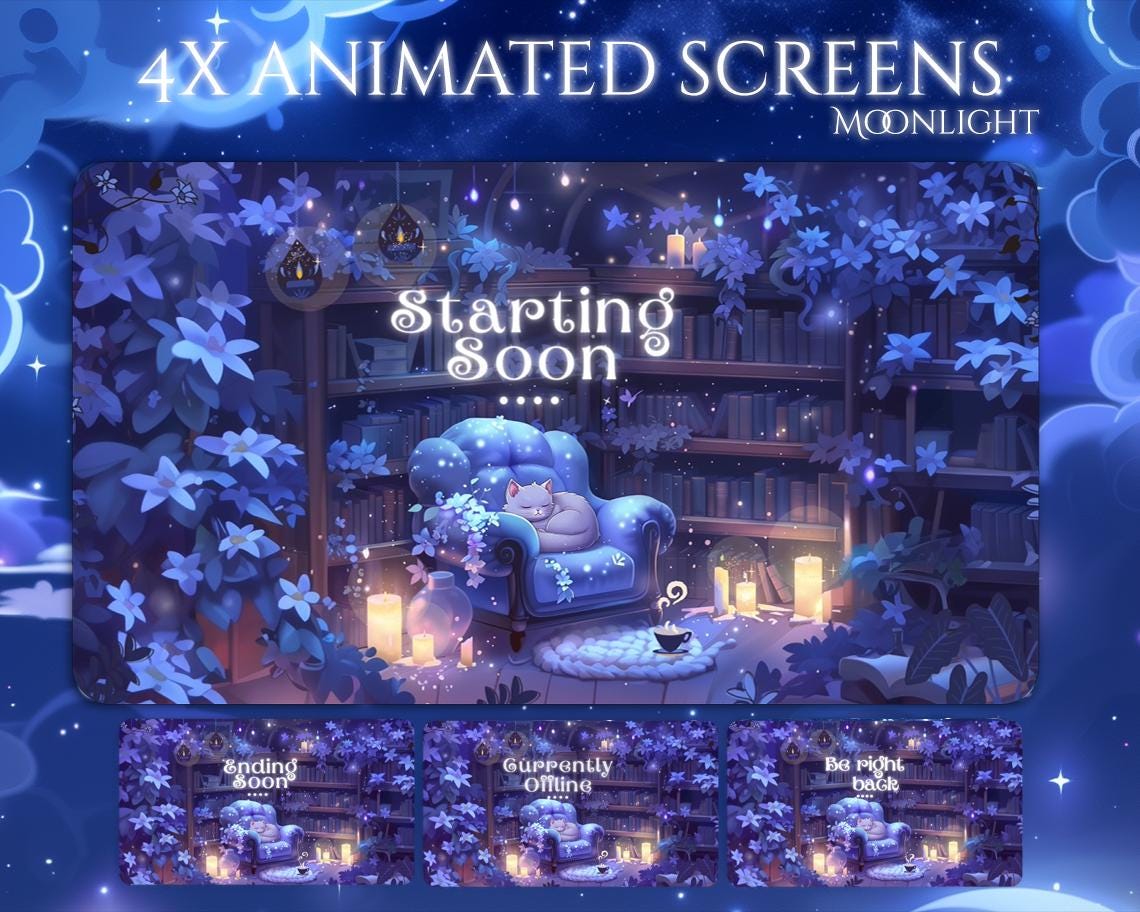 Cozy Room Starry Night Twitch Overlay, Glow Sky, Celestial Animation ...